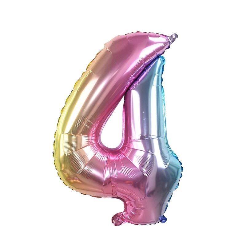 Jual Balon Foil Angka Motif Pelangi Ukuran 80cm Party Balloon Rainbow ...