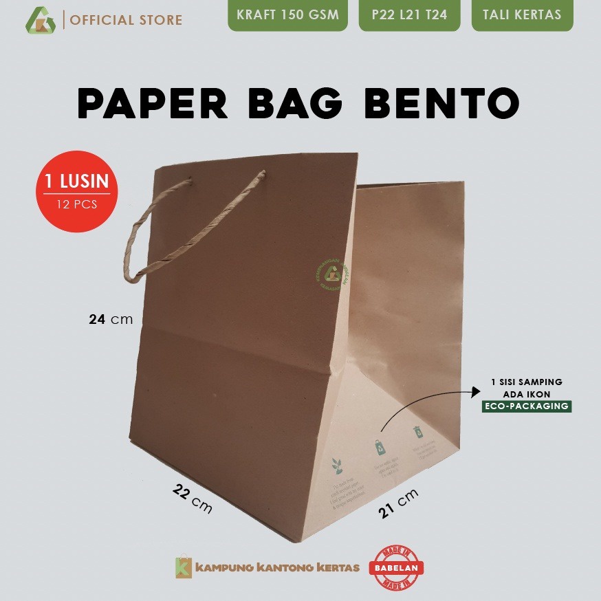 Jual Paper Bag Kotak Nasi 1 LUSIN , Kantong Nasi Kotak , Paper Bag Nasi ...