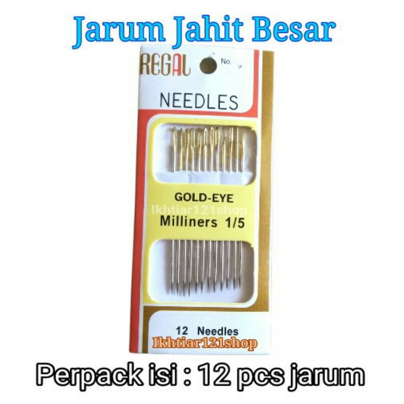 Jual 1 Pack Jarum Jahit Besar Gold-Eye perpack isi 12 pcs Berkualitas ...