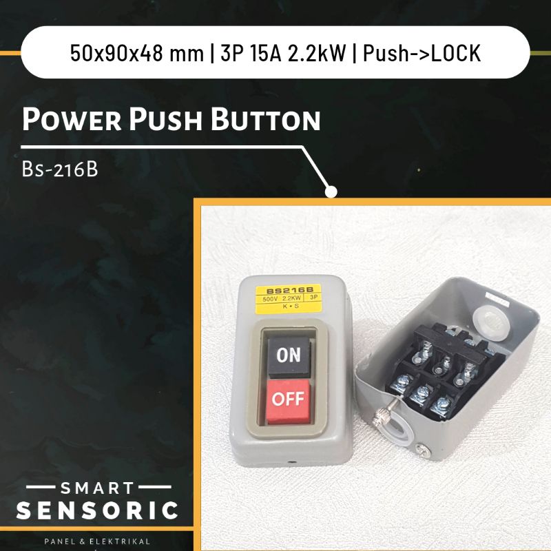 Jual 15A 2.2kw 3phase BS-216 Power Push Button Tombol On-Off BS-216b ...