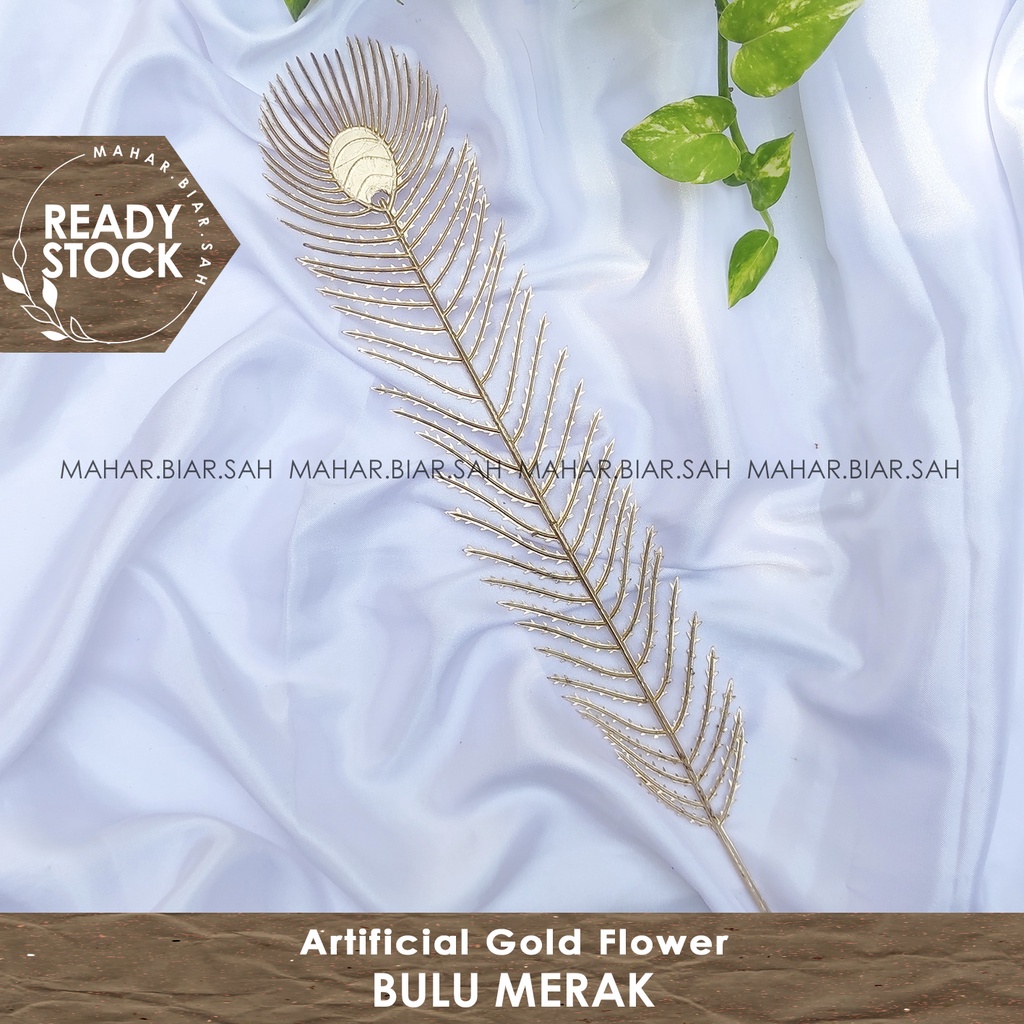 Jual RS Bulu Merak Artificial Gold / Bunga Palsu / Daun Emas Palsu ...