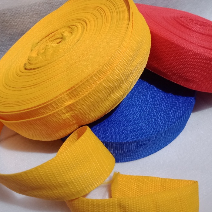 Jual Webbing Kuning 3.8 cm x 25yard, 50 yard tali bisban Tali Tas Tali ...