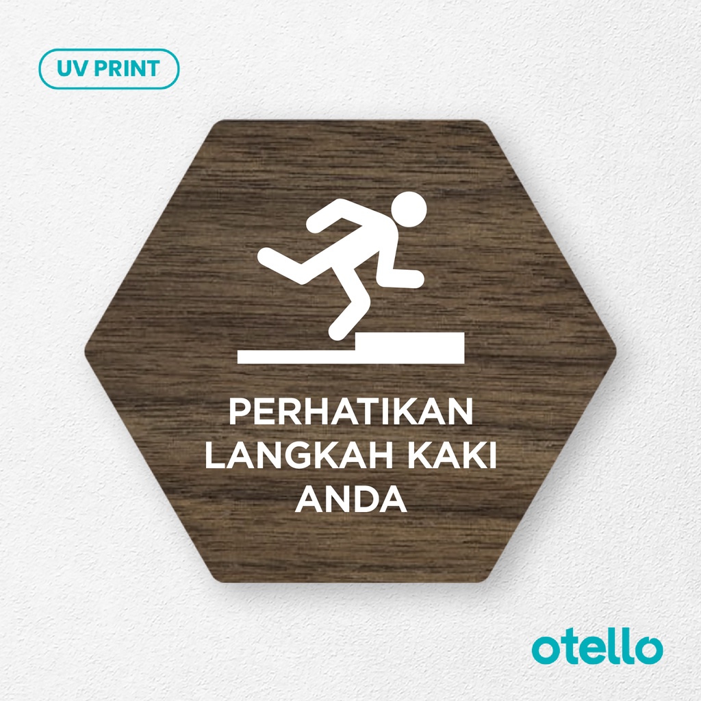 Jual Signage Perhatikan Langkah Kaki Anda Sign Board Kayu Wood Papan ...
