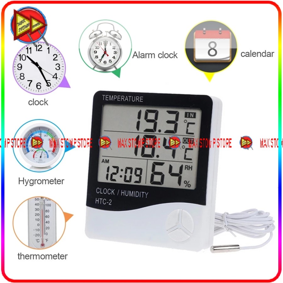 Jual Hygrometer Termometer Ruangan HTC 2 Dengan Kabel Probe Pengukur ...