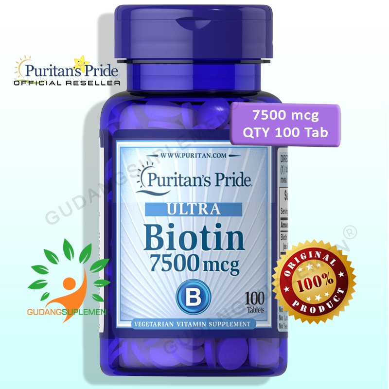 Jual Puritan's Pride BIOTIN Ultra 7500 mcg 100 Tab | Utk Rambut Dan Kuku | Puritan’s Pride USA ...