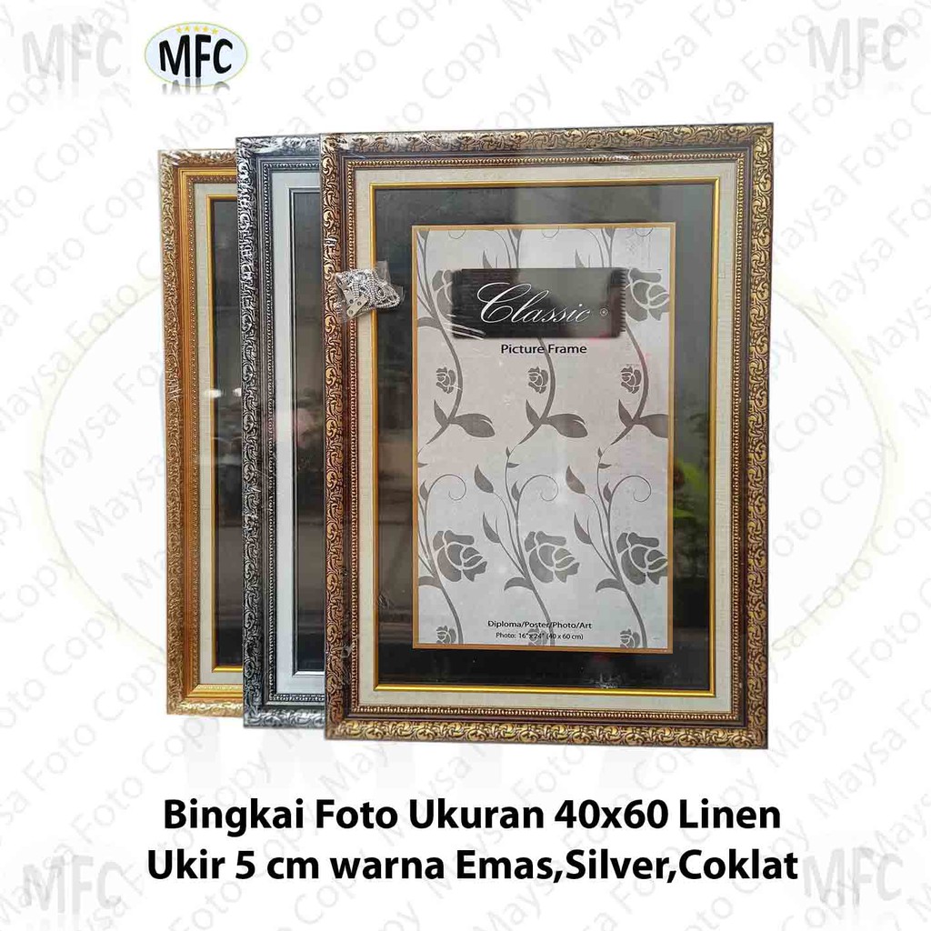 Jual Bingkai Foto A2 40x60 Linen Ukir 5cm Emas Silver Coklat | Shopee ...