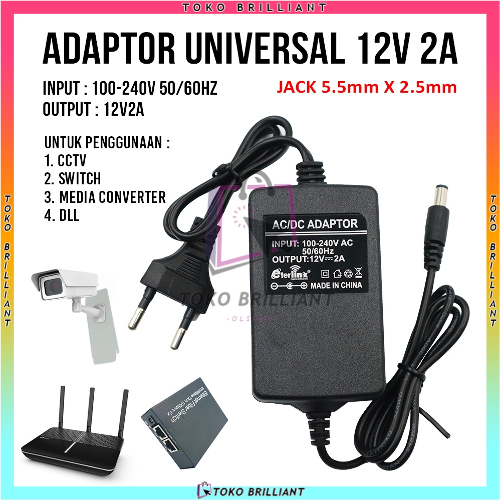 Jual [Bisa bayar ditempat] ADAPTOR STB ZTE CCTV MODEM ROUTER 12V 2A ...