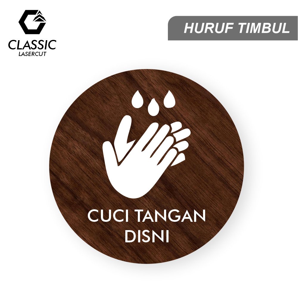 Jual Sign Board Cuci Tangan Disni / Sign Board Kayu / Penanda Cuci ...