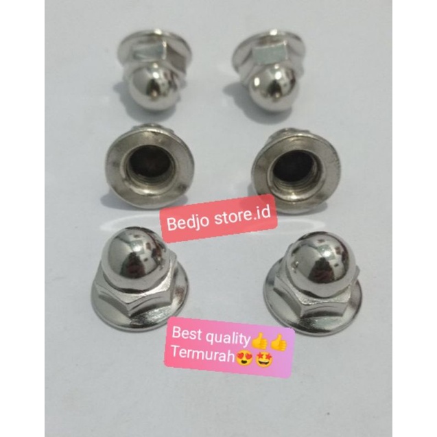 Jual Mur Flange Nut Topi Crhom M10-M 10 Kunci 14 mm | Shopee Indonesia