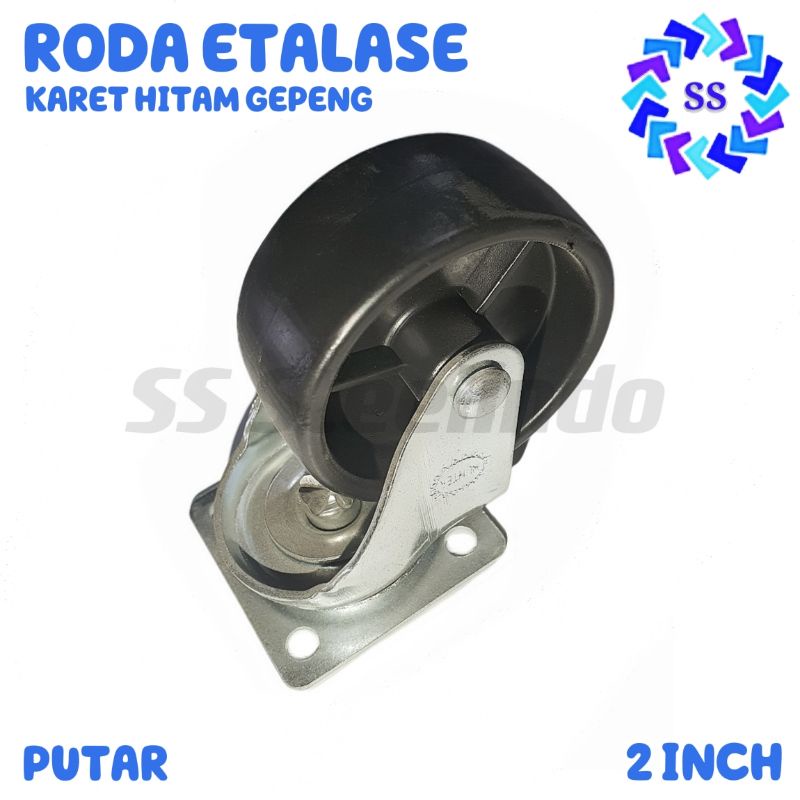 Jual RODA ETALASE-TROLI KARET-HITAM GEPENG PUTAR 2 INCH (1 SET ISI 4 ...
