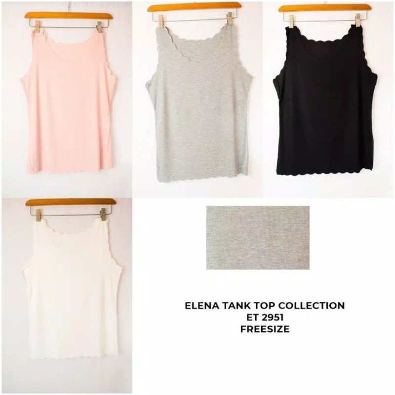Jual ( COD ️ )ELENA TANK TOP BAHAN KATUN LEMBUT E 2951 FREE SIZE ...