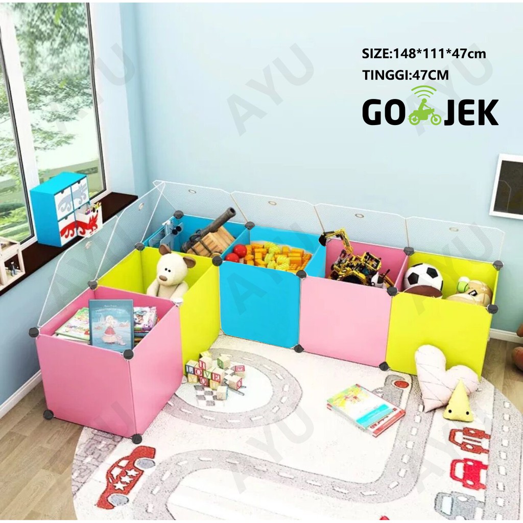 Jual tempat penyimpanan storage box berwarna rak serbaguna plastik 6 ...