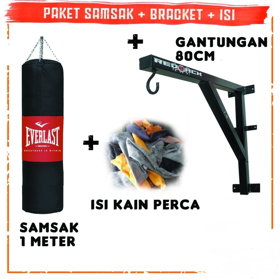 Jual Paket Samsak Isi 100cm Plus Gantungan 80cm - Sansak Tinju Muaythai ...