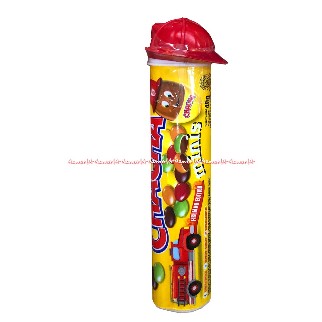 Jual Cha Cha Minis Fireman Edition 40gr Permen Cokelat Caca Botol ...
