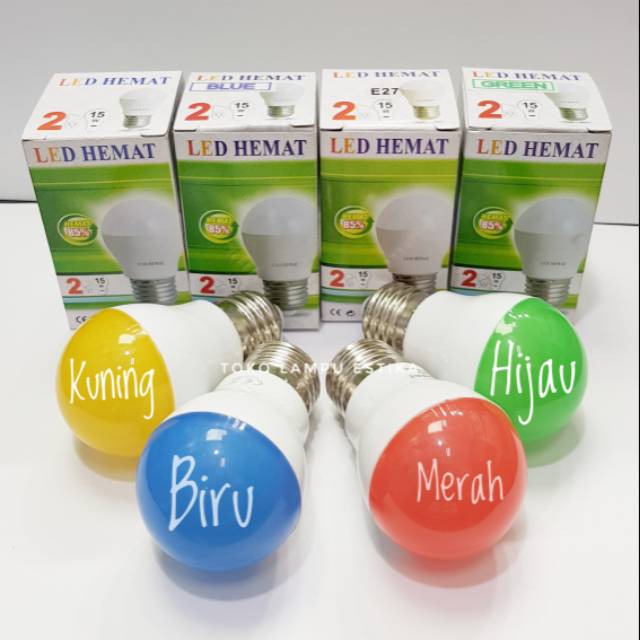 Jual Lampu LED BULB 2 Watt Warna Kuning / Hijau / Merah/ Biru | Shopee ...