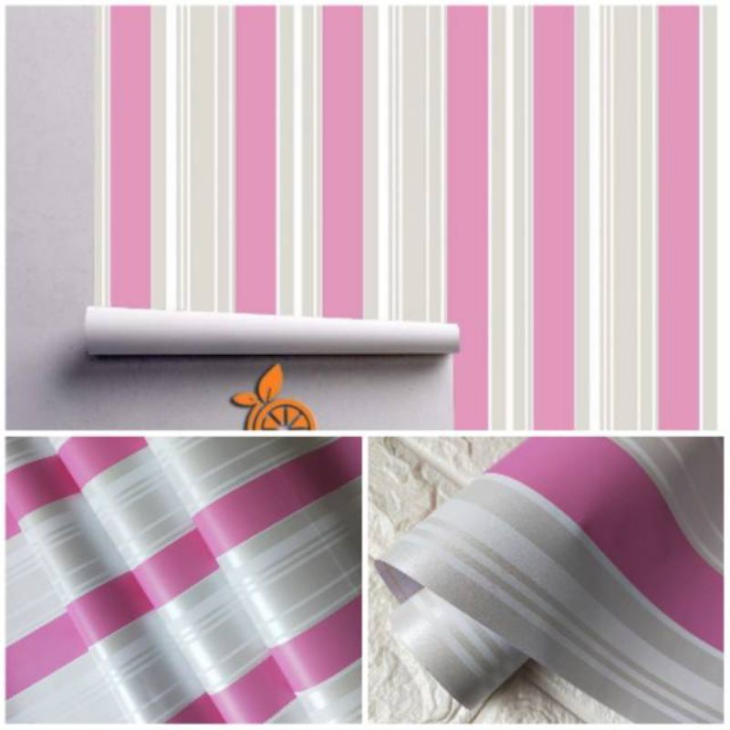 Jual Wallpaper Dinding Garis Pink Minimalis Sticker Dinding Dekorasi ...