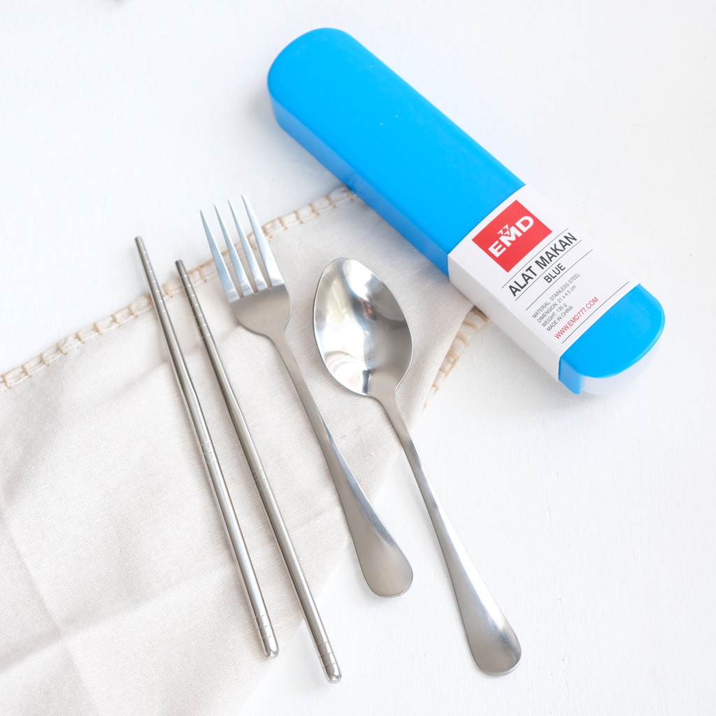 Jual [GS] SENDOK SET HIGH QUALITY MODEL POLOS TEBEL Sendok Garpu Sumpit ...