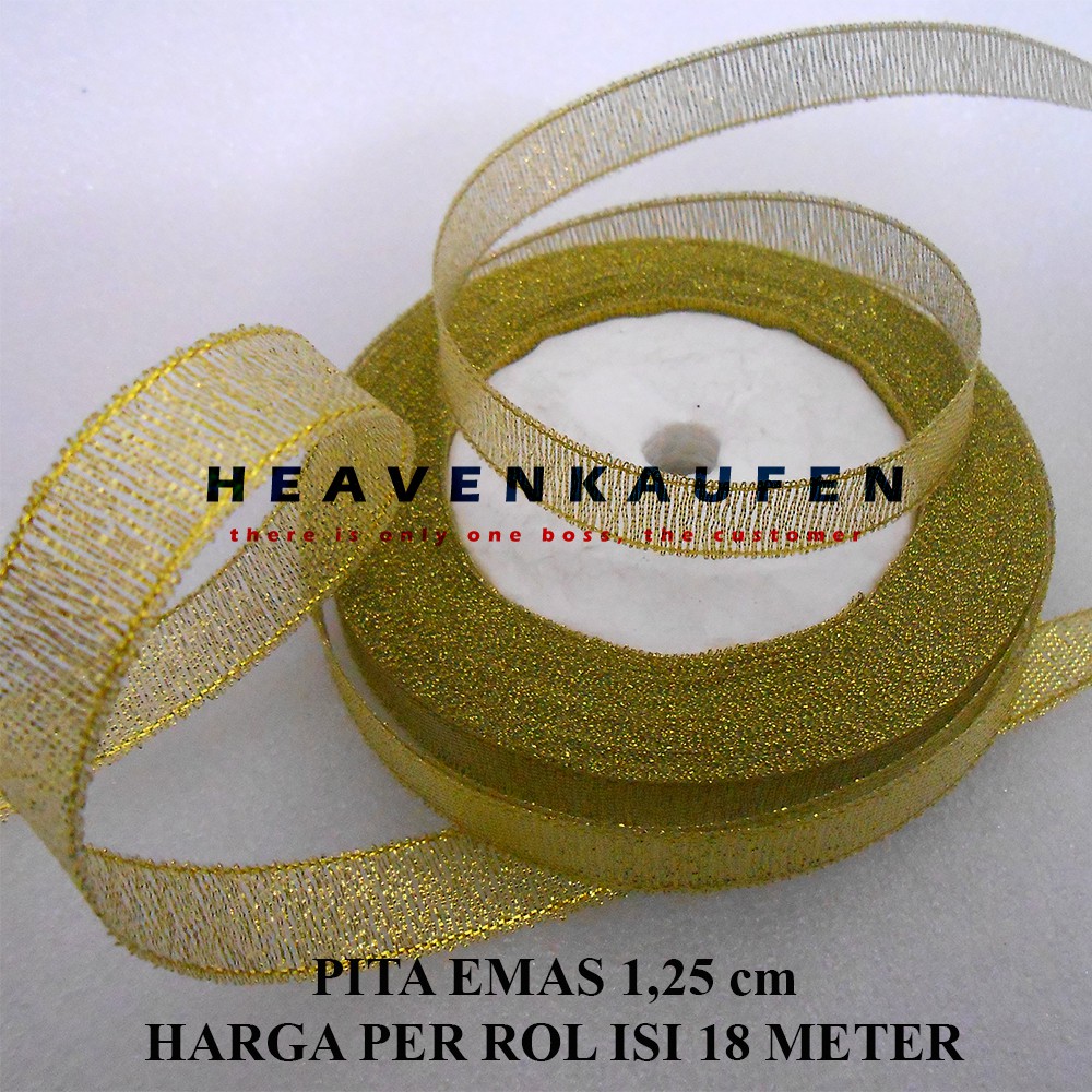 Jual Pita Emas / Pita Warna Gold Lebar 1,25 cm Harga Per Rol isi 18 ...
