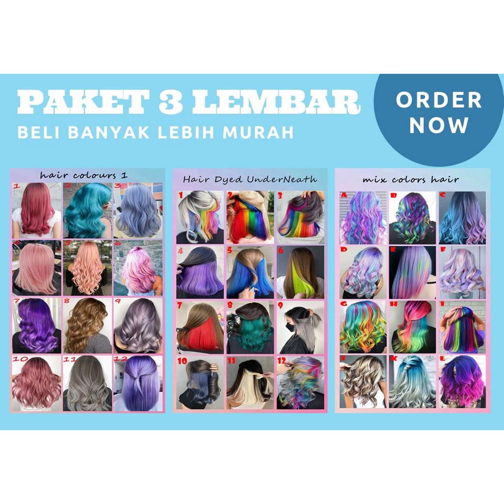 Jual Poster warna rambut wanita terbaru / poster salon rambut wanita ...