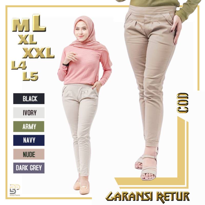 Jual Celana Panjang Wanita Bahan Kerja Kantor Kain Stretch Baggy Beggy ...