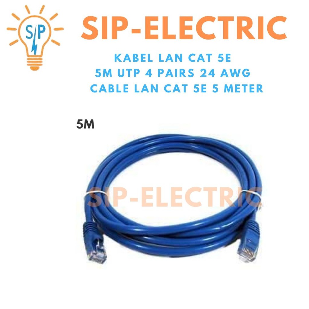 Jual Kabel Lan Cat 5E 5M Utp 4 Pairs 24 Awg / Cable Lan Cat 5E 5 Meter ...