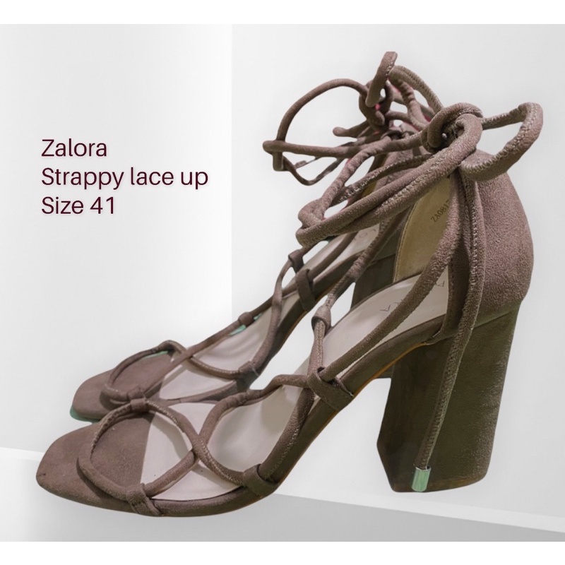 Jual sepatu gladiator Zal*ra || strappy Lace up heels || no box ...