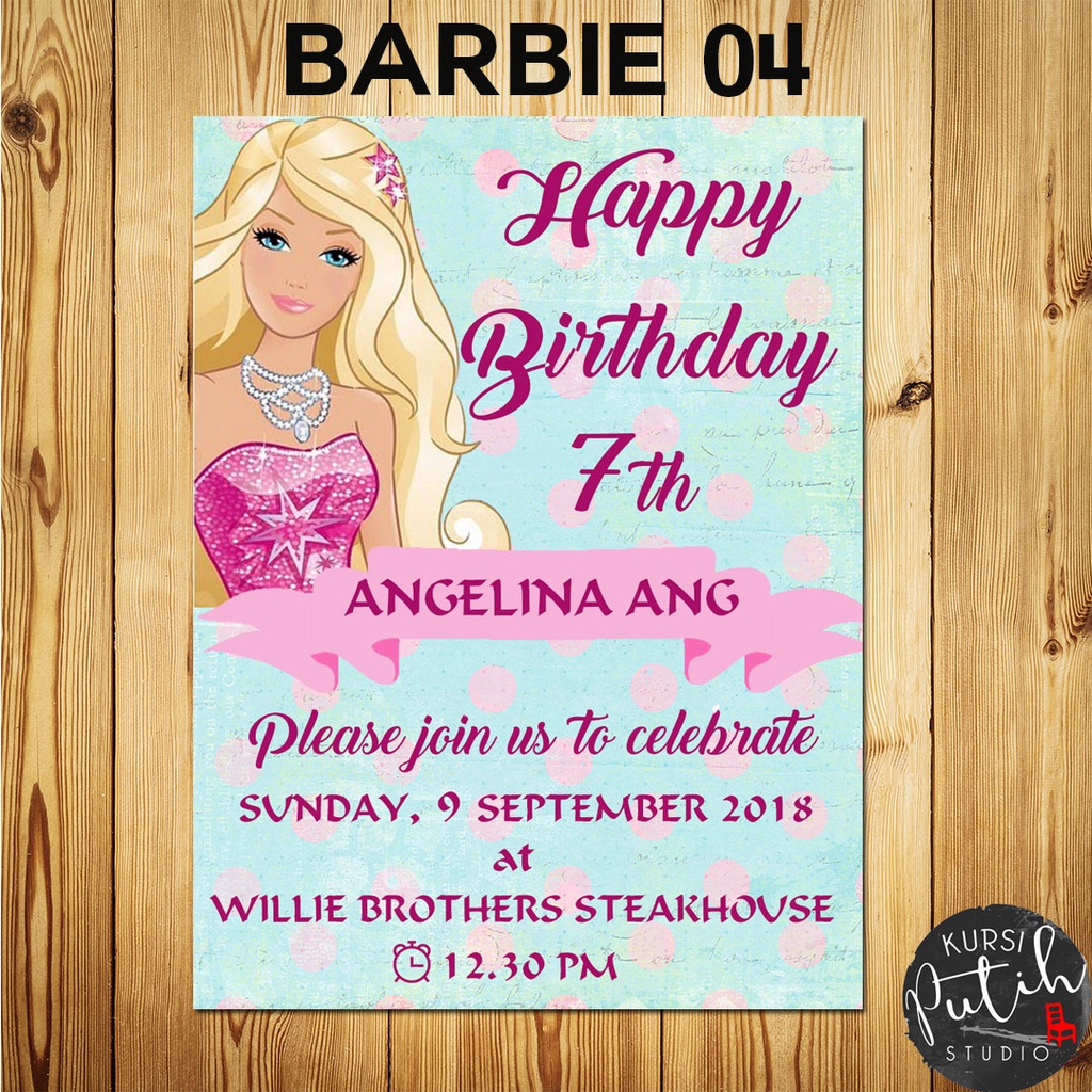 Jual Undangan ulang tahun birthday invitation tema barbie | Shopee ...