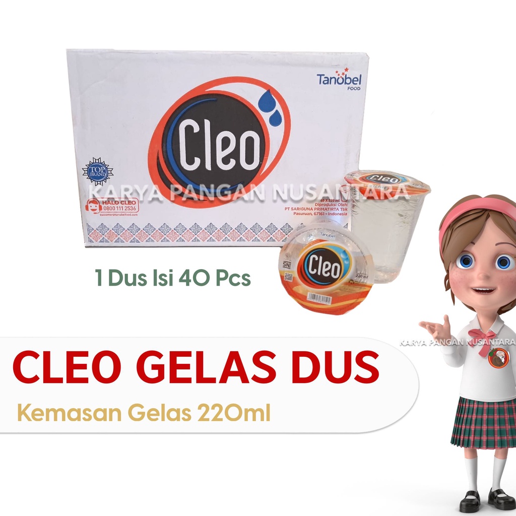 Jual CLEO GELAS 220ML CLEO AIR MINERAL GELAS CLEO GELAS DUS CLEO DUS 40PCS | Shopee Indonesia