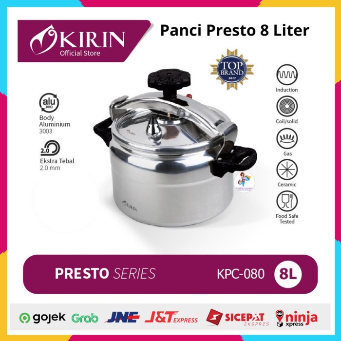 Jual Kirin Panci Presto High Pressure Cooker 8 Liter KPC-080 KPC080 | Shopee Indonesia