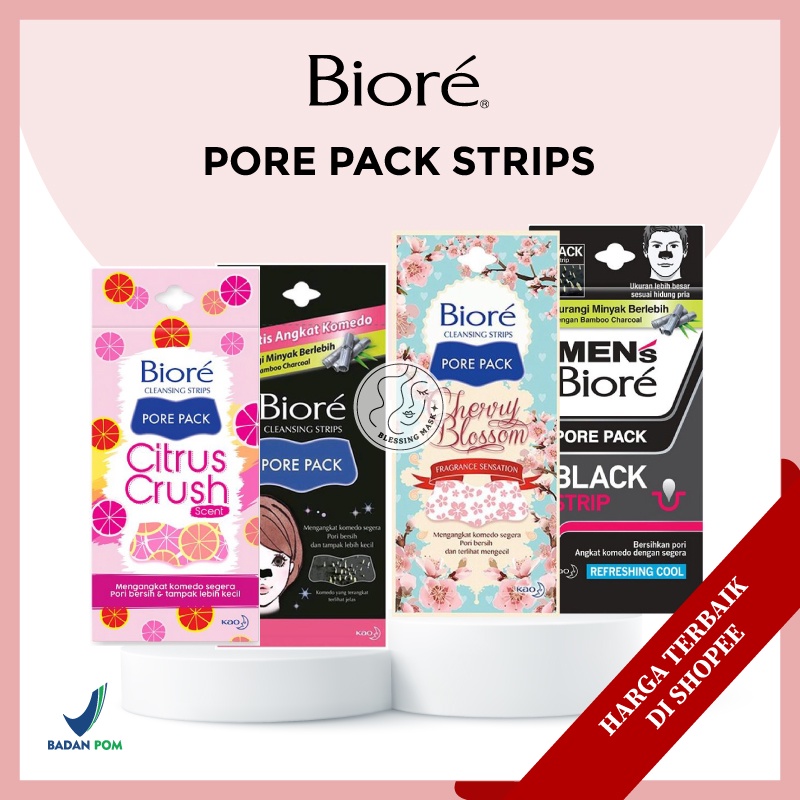 Jual BIORE Pore Pack Black Strip Mens | Cherry Blossom | Batik | Citrus ...