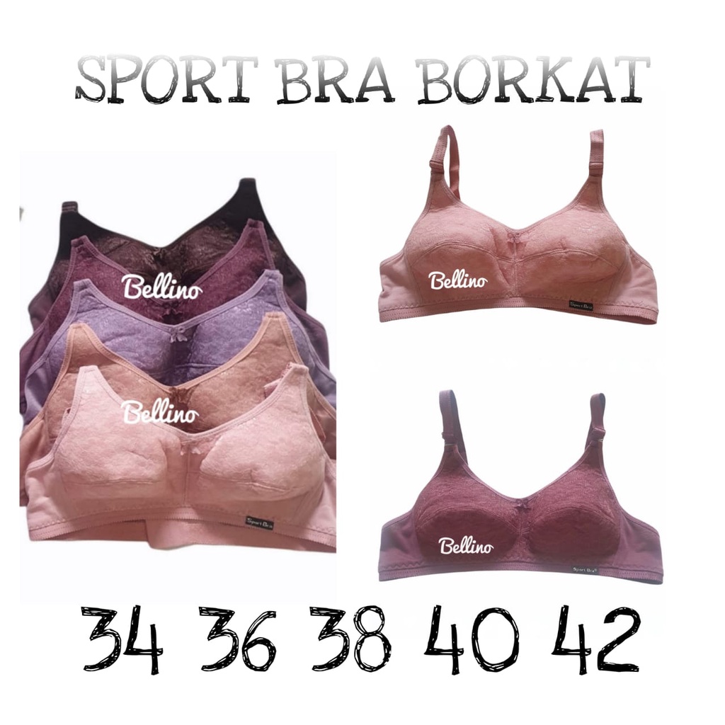 Jual Bellino - Sport Bra Wanita Renda Borkat 34 36 38 Tanpa Kawat Tanpa ...