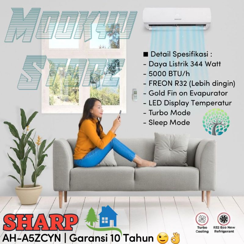 Jual AC SHARP 1/2 PK 0,5 PK Standard | AHA5ZCY | AH-A5ZCY | Freon R32 ...