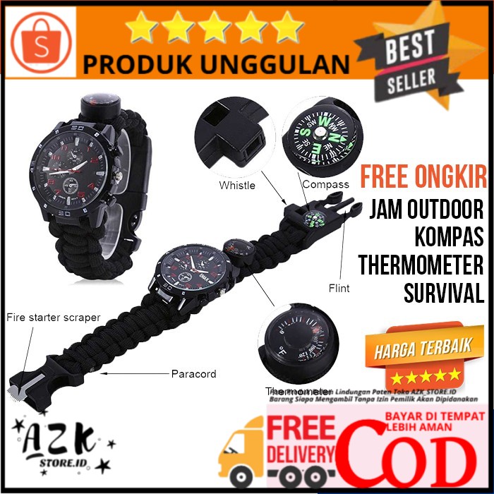 Jual JAM TANGAN PLUS KOMPAS OUTDOOR COMPASS JAMTANGAN SURVIVAL ...