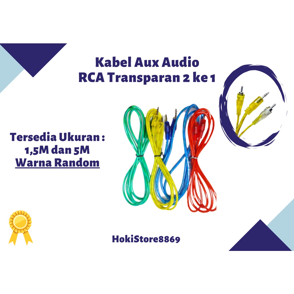 Jual Kabel Aux Audio/RCA Transparan Audio 2 ke 1 | Shopee Indonesia
