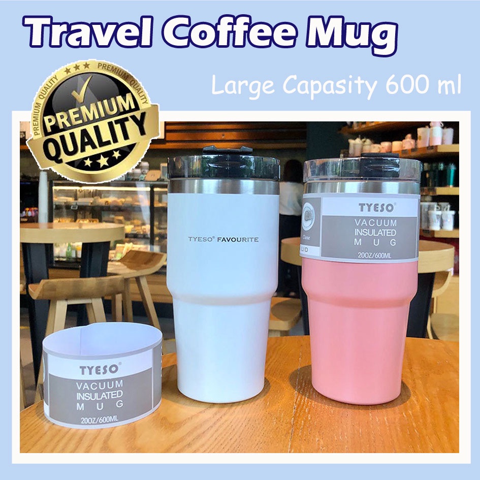 Jual Travel Mug Tyeso 600 ml Tumbler Termos Kopi Vacuum Insulated Stainless Steel | Shopee Indonesia