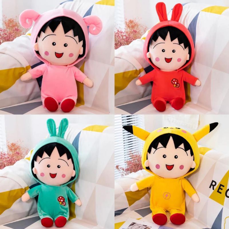 Jual boneka maruko chan hoodie 45cm maruko cartoon jepang lucu boneka ...