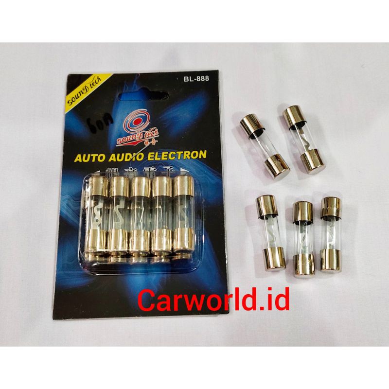 Jual Sekring Botol Tabung Kaca Fuse Universal 40 60 80 Ampere Isi 10