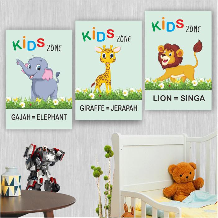 Jual Poster edukasi hewan gajah jerapan singa kids zone | Shopee Indonesia