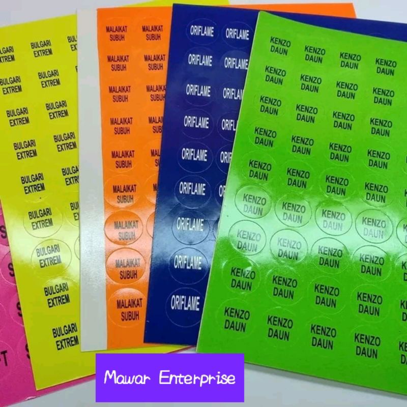 Jual 100 LBR Stiker Label merk parfum siap pakai isi 63 Bulatan ...