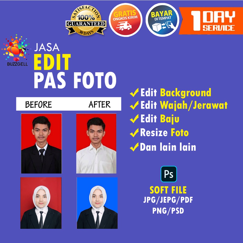 Jual Jasa Edit Pas Foto Ganti Background Retouch Wajah Baju Jas ...