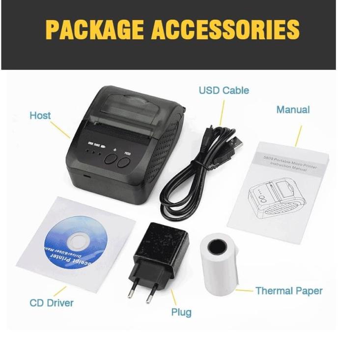 Jual MINI PORTABLE PRINTER PPOB/KASIR 58MM THERMAL ZJIANG-5809 BLUETOOTH | Shopee Indonesia