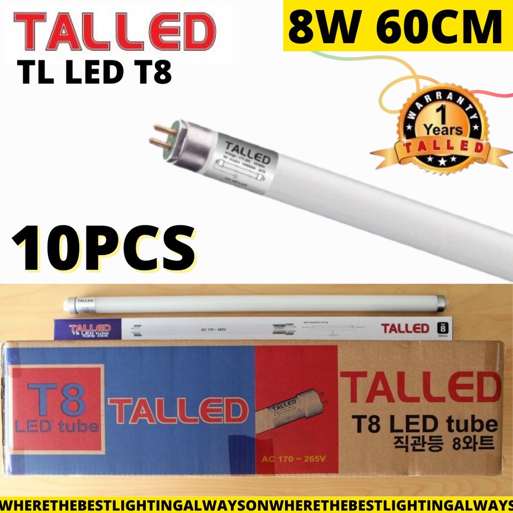 Jual LAMPU TL LED T8 White 8W 60Cm TALLED 10PCS GARANSI 1 TAHUN ...