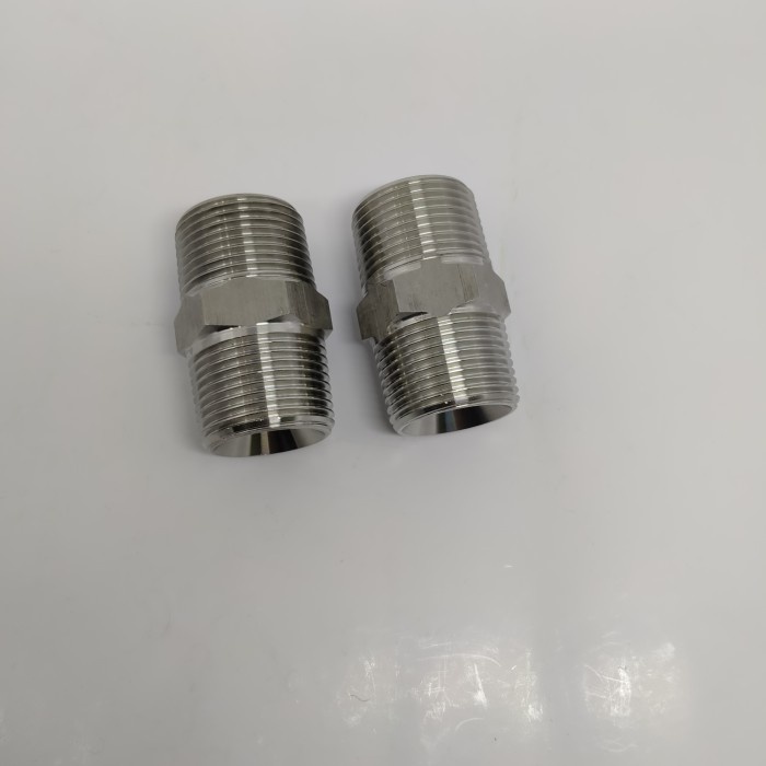 Jual DOUBLE NEPEL STAINLESS STEEL 304 - 1/2 NPT X 1/2 NPT - MB MB #3000 | Shopee Indonesia