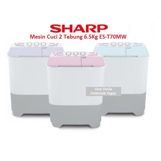 Jual SHARP Mesin Cuci 2 Tabung 6.5Kg ES-T70MW Twin Tube Puremagic 70MW ...
