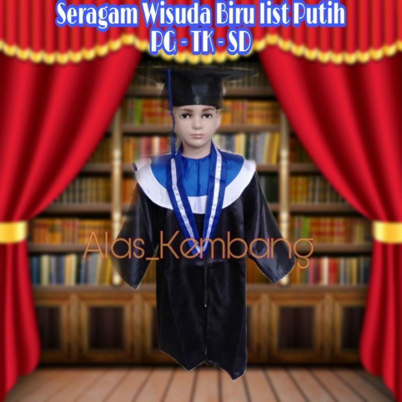 Jual Baju Toga Seragam Anak Wisuda Paud, TK Dan SD (Biru list Putih ...