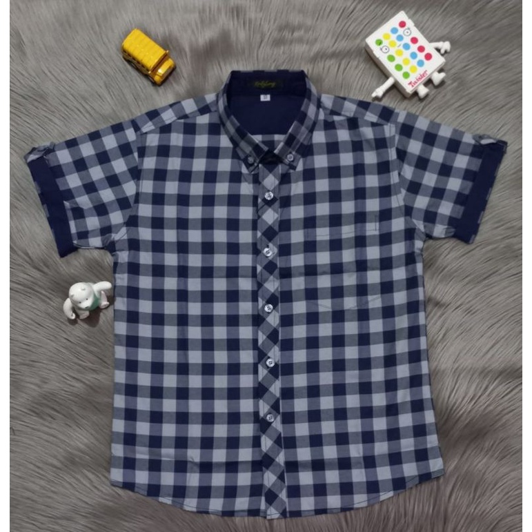 Jual Kemeja Kotak Kombinasi Anak Laki-Laki/Kemeja Lengan Pendek Skoder ...