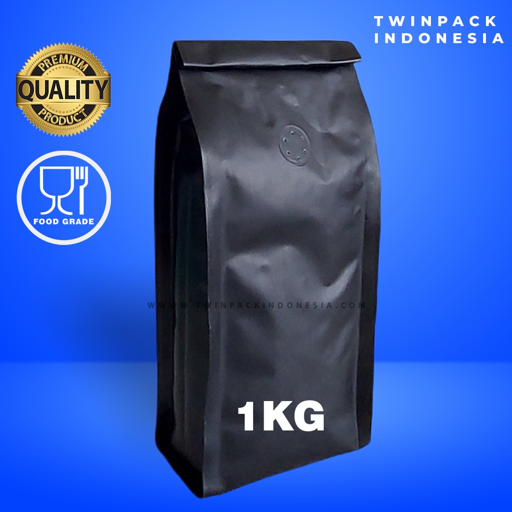 Jual Kemasan Kopi 1 Kg Hitam Gusset Premium Quad Seal Aluminium Foil ...