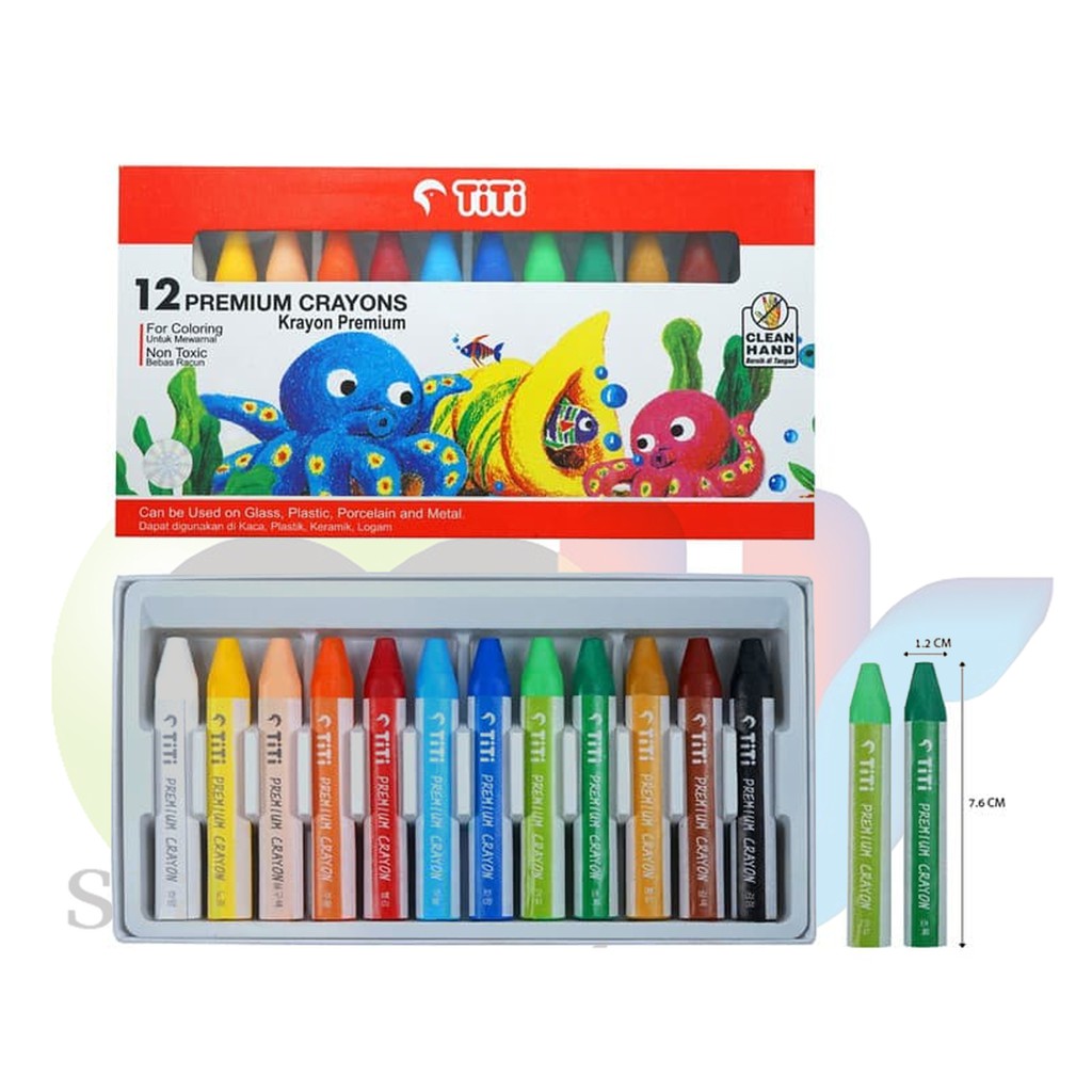 Jual Premium Crayon Krayon Premium TiTi PRC-12 12 Warna Colors | Shopee ...