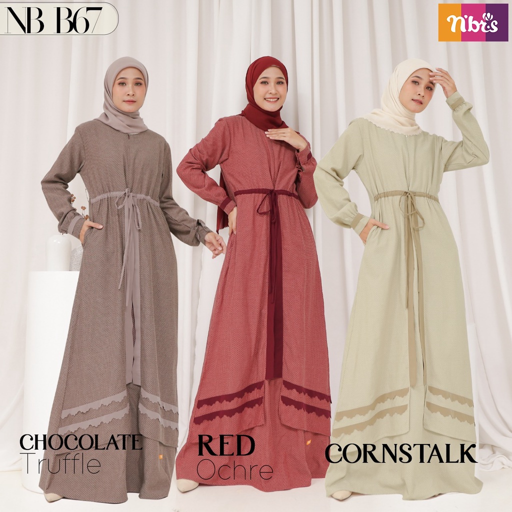 Jual Nibras Gamis NB B67 Dress Wanita Muslimah Syari Bahan Dobby Mix ...