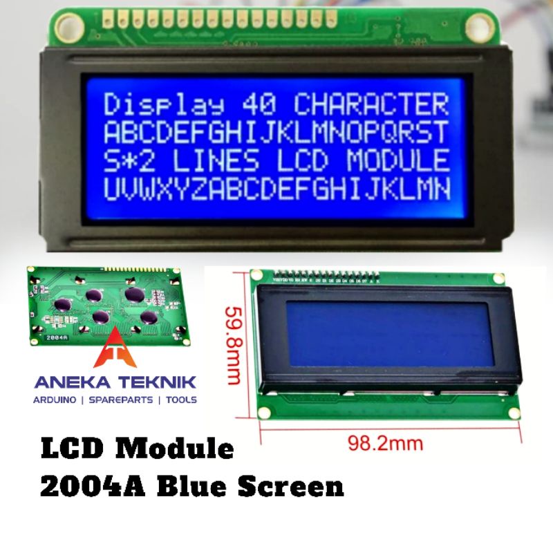 Jual LCD module 2004A blue screen / Display 20 Karakter 4 Lines ...